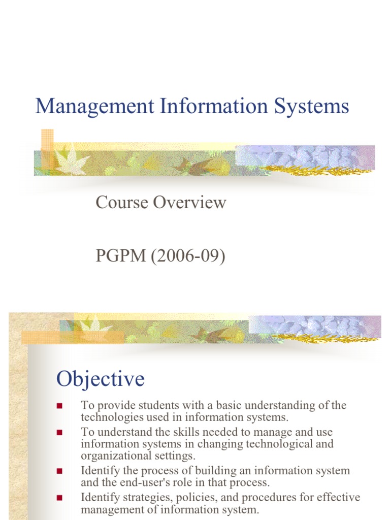 Management Information Systems: Course Overview | PDF | Information ...