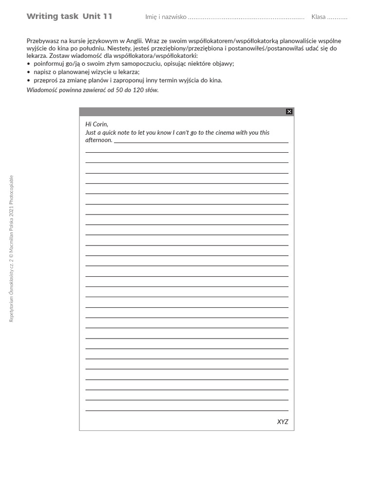 Amelia Bańka - Unit 11 Writing Task | PDF