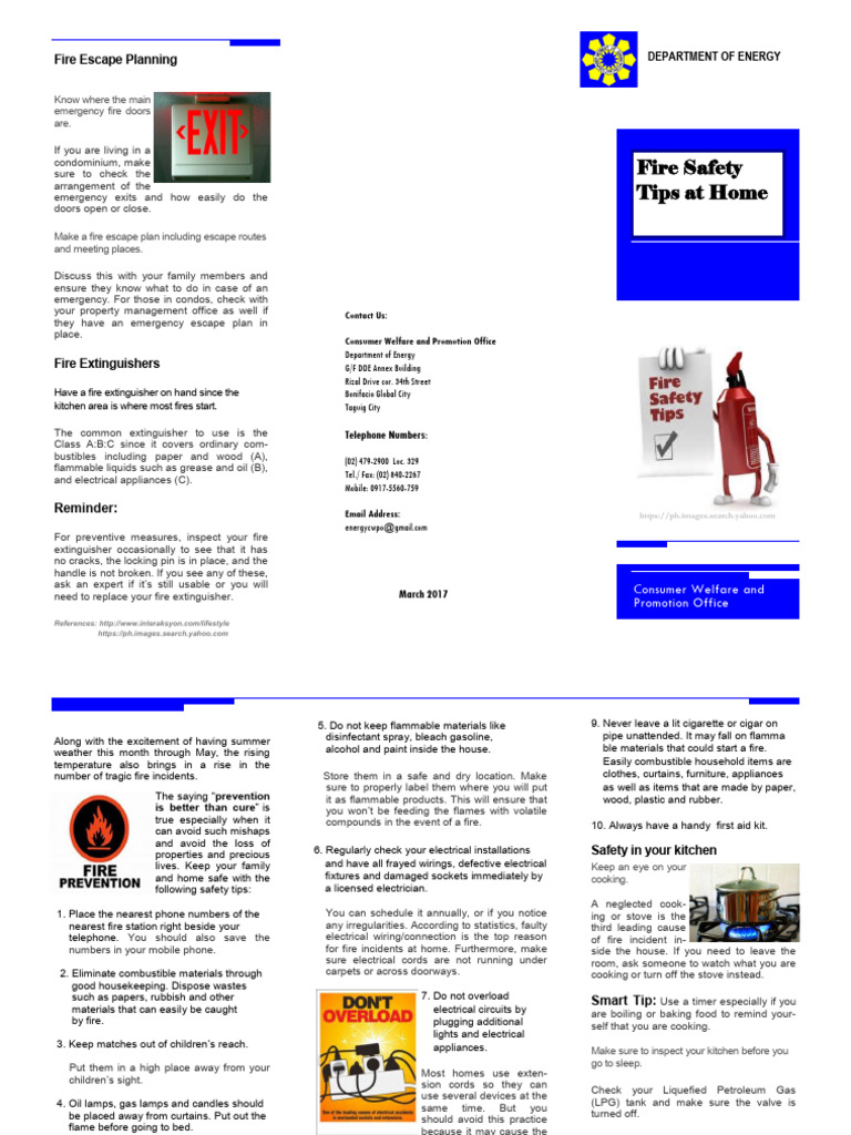 Fire Safety Tips at Home 0 | PDF | Fires | Liquefied Petroleum Gas