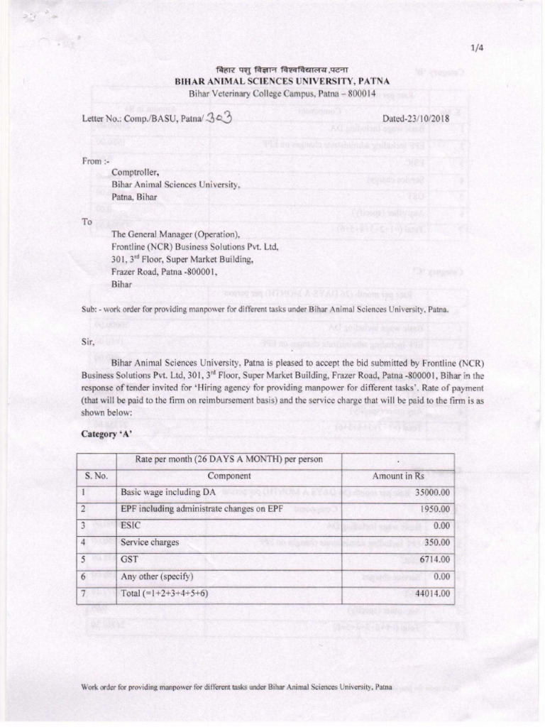 Manpower Work Order | PDF