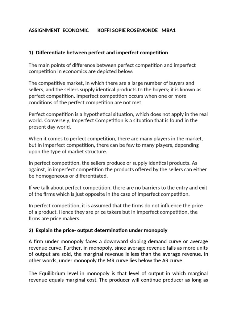 Competition, Monopoly, and Game Theory Explained | PDF | Imperfect ...