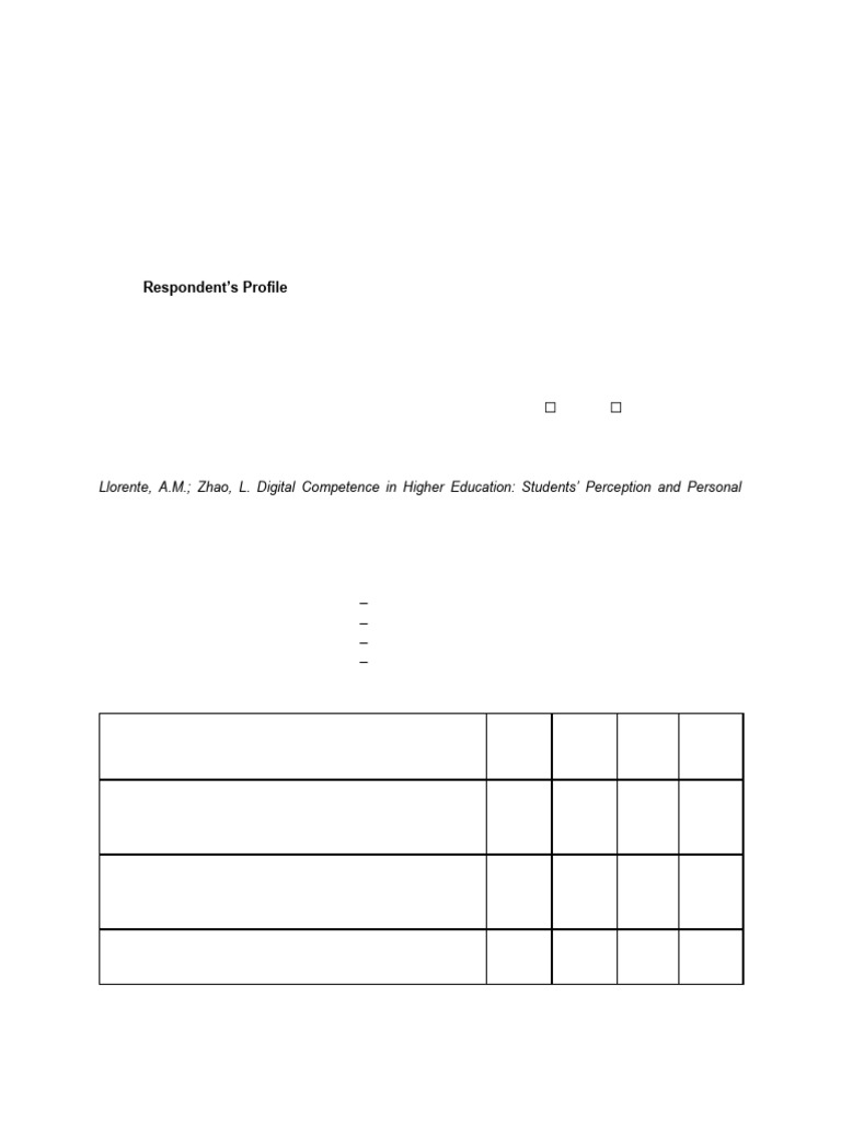 Digital Literacy Skills Survey Form | PDF | Multimedia | Educational ...