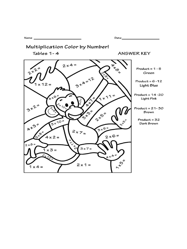 Printable Math Worksheet Multiplication Color by Number - 293967.png | PDF