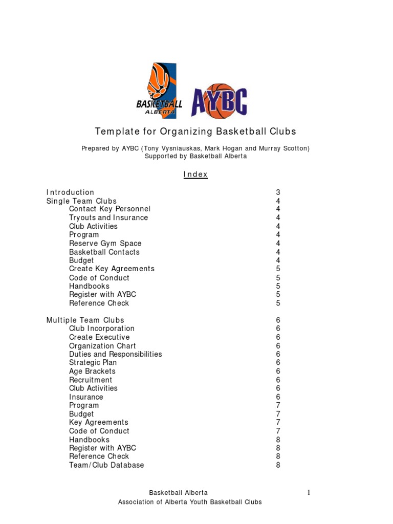 AYBC Template For Organizing Basketball Clubs | PDF | Child Abuse ...