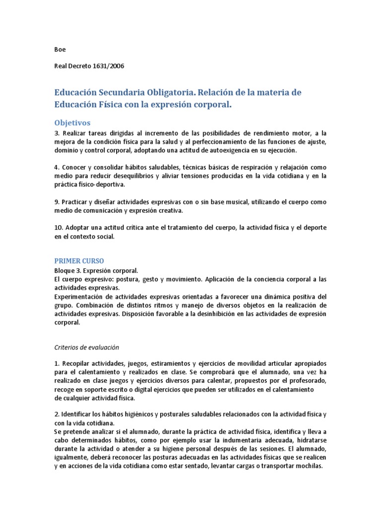 Boe Expresión Corporal | PDF | Bailes | Ritmo