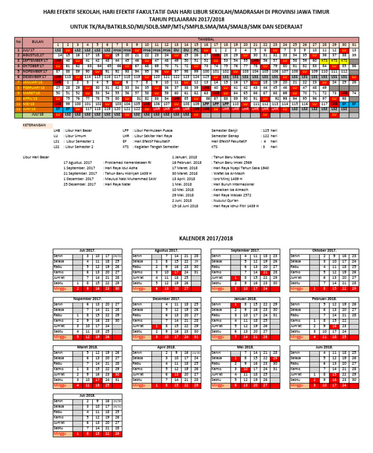 Kalender Pendidikan 2017 2018 | PDF