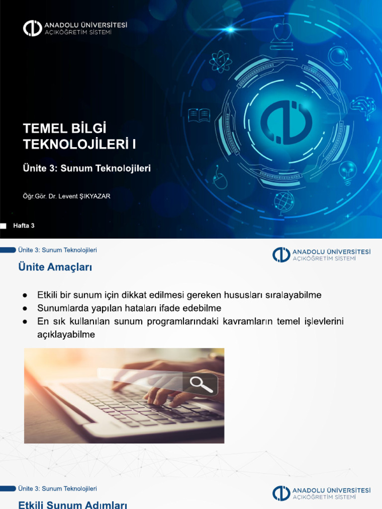 Slayt Temel Bi̇lgi̇ Teknoloji̇leri̇ 3. Üni̇te | PDF