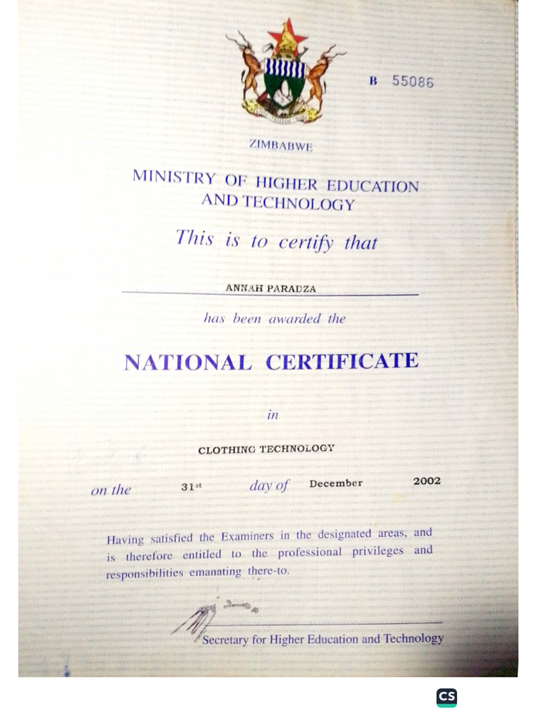 Academic and Proffesdional Certificates For Annah Paradza | PDF