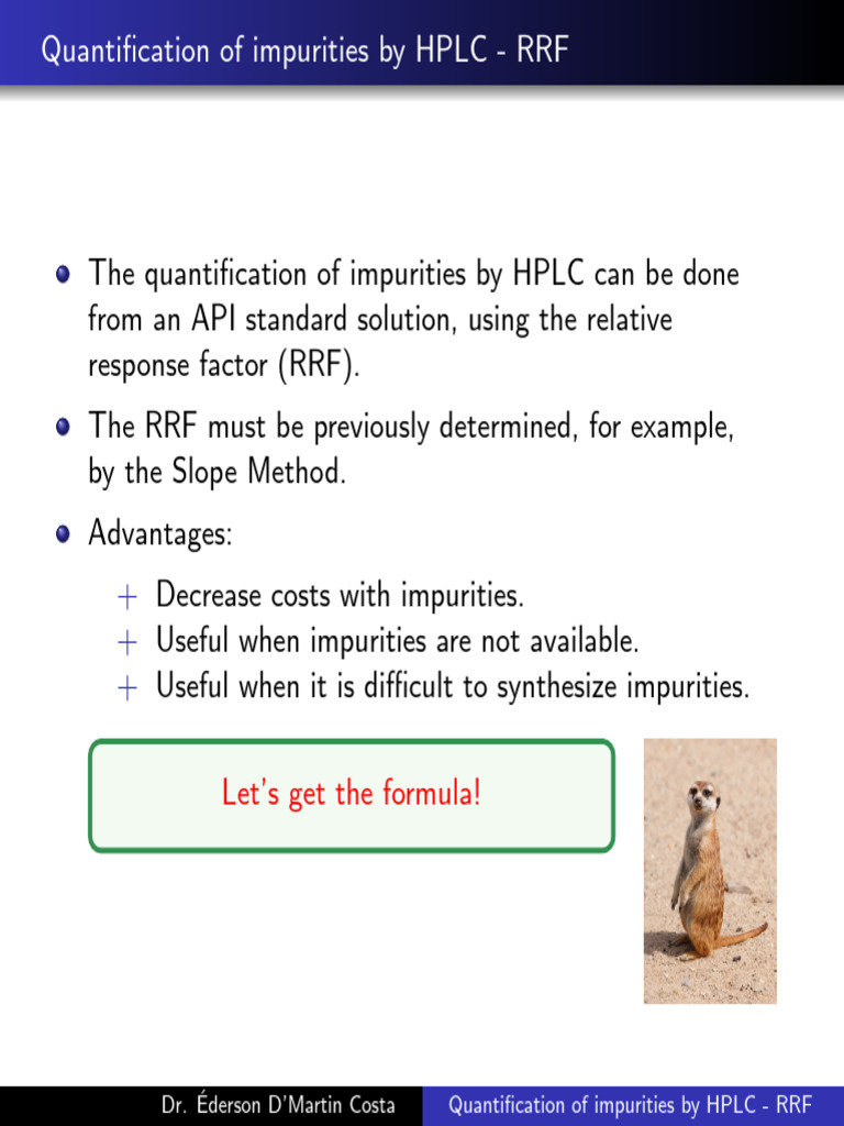 Quantification of Impurities by HPLC RRF 1676819655 | PDF | High Performance Liquid Chromatography
