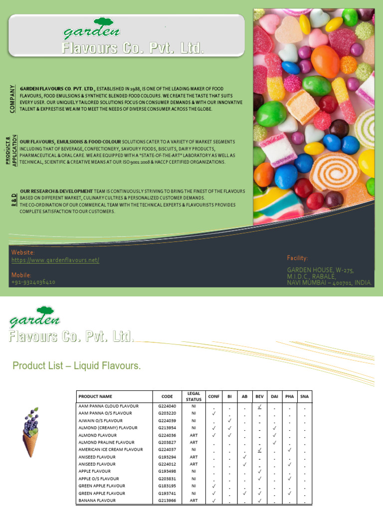 Garden Flavours Product List (Liquid & ENC PWD FLV | PDF | Drink ...