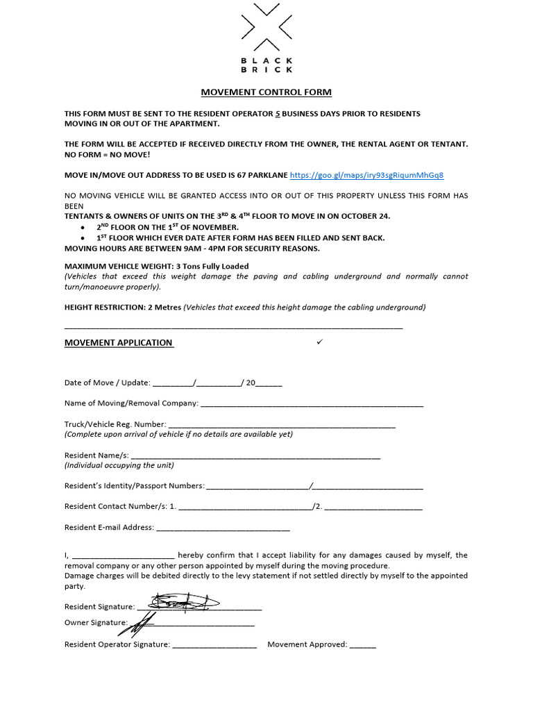 BB Move Out Form | PDF