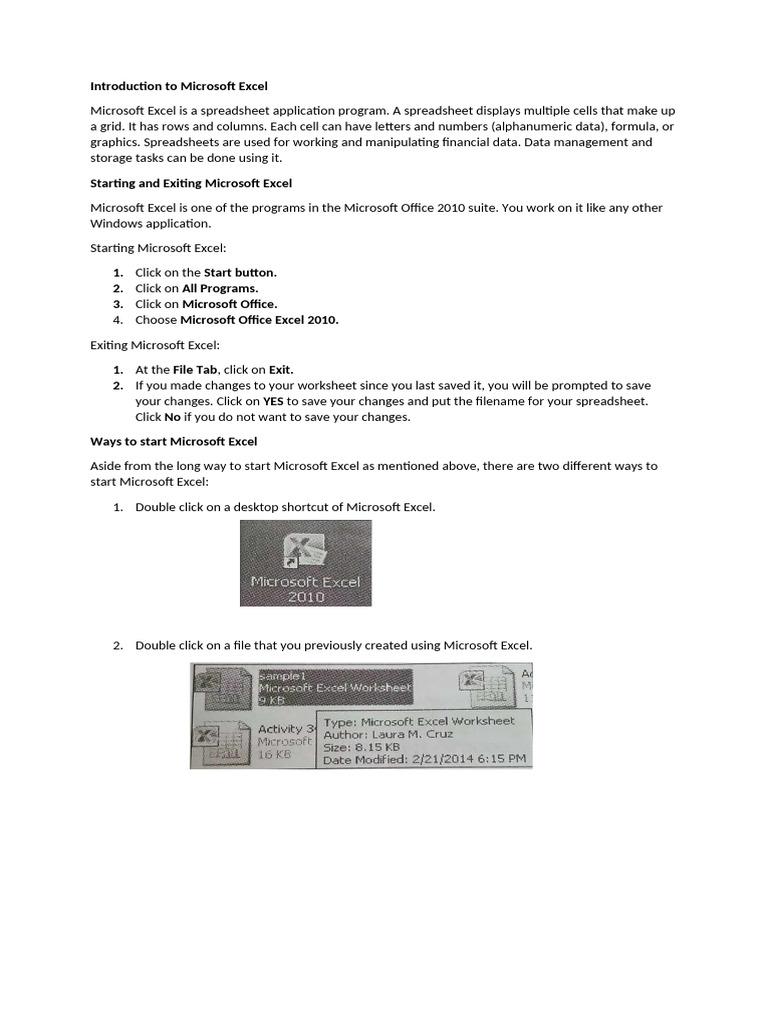Introduction to Microsoft Excel Basics | PDF