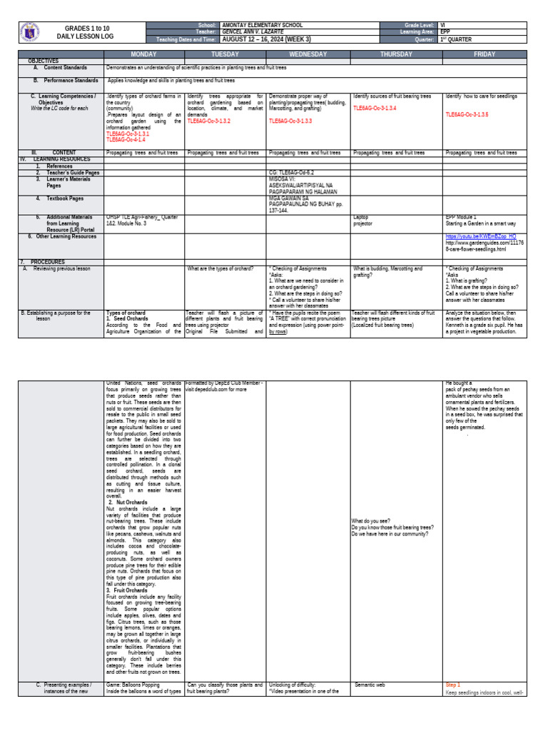 DLL_EPP 6_Q1_W3 | PDF | Trees | Seed