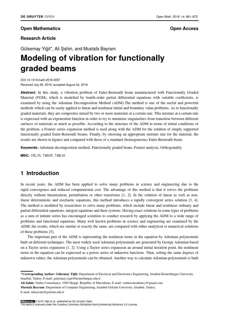 Modeling of Vibration For Functionally Graded Beam | PDF | Nonlinear System | Equations