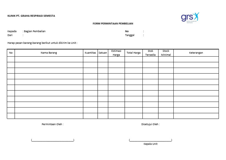 Form Permintaan Pembelian | PDF
