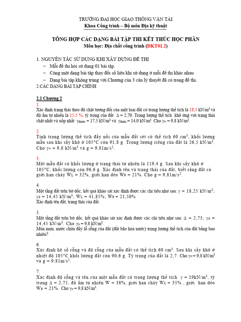 Cac Dang Bai Tap Thi - V2 | PDF