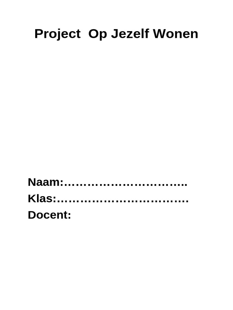 Project Op Jezelf Wonen (20-21) Vwo | PDF