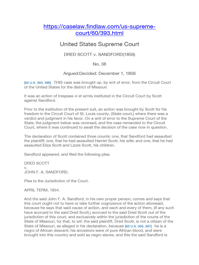1 Dred Scott v Sandford | PDF | Virginia Circuit Court | Dred Scott V ...