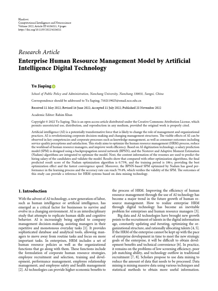 BB - Enterprise Human Resource Management Model by Artificial ...