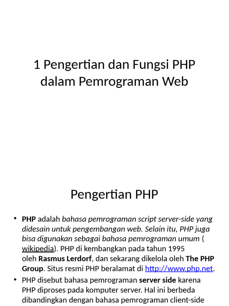 1 Pengertian Dan Fungsi PHP Dalam Pemrograman Web | PDF