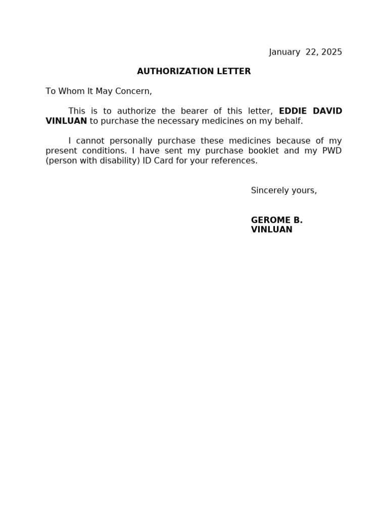 Authorization Letter Med | PDF