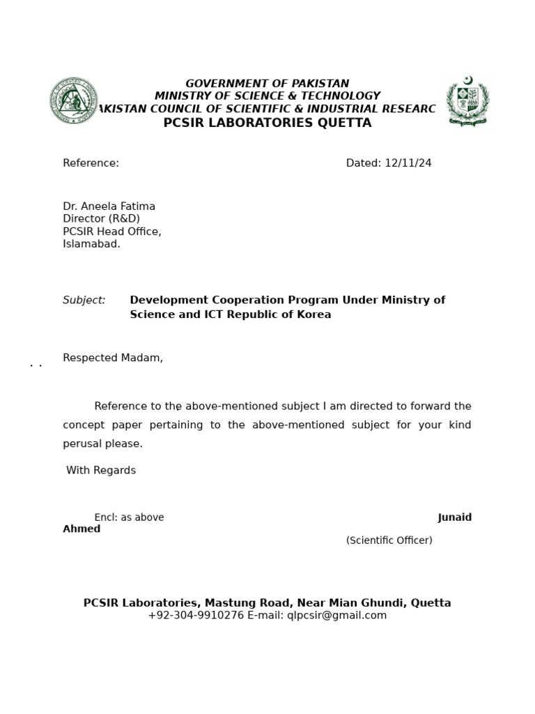 Concept Paper - PCSIR - QL - MSIT - Korea | PDF | Laboratories | Water ...