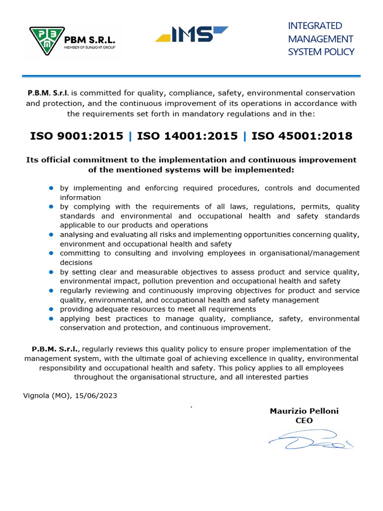 72 111 0013 00 - Ims Policy - en | PDF