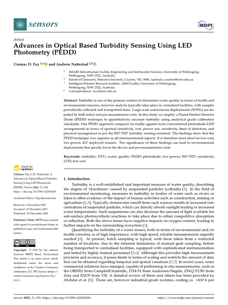 Advances in Optical Based Turbidity Sensing Using | PDF | Light ...