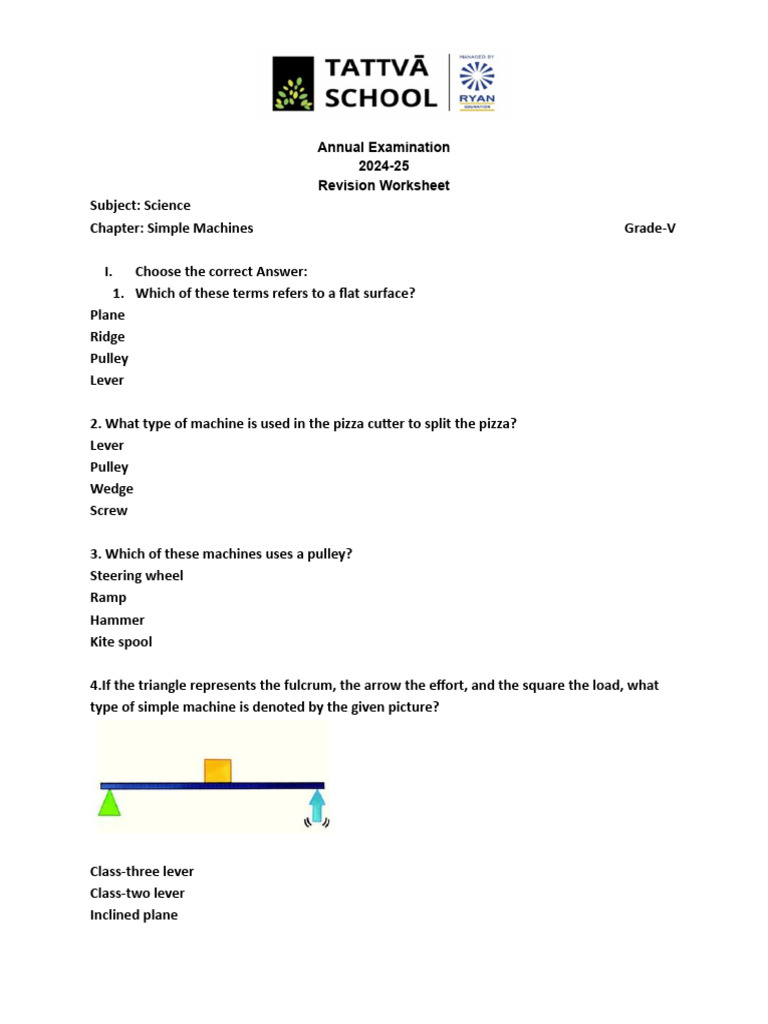 GR 5 Science AE Revision Ws-1 | PDF | Machines | Lever