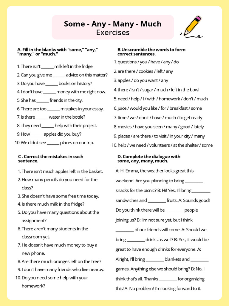 Quantifiers Exercise Worksheet (1) | PDF