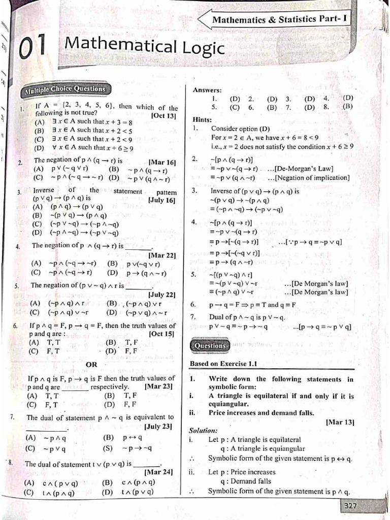 maths part 1 PYQ’S | PDF