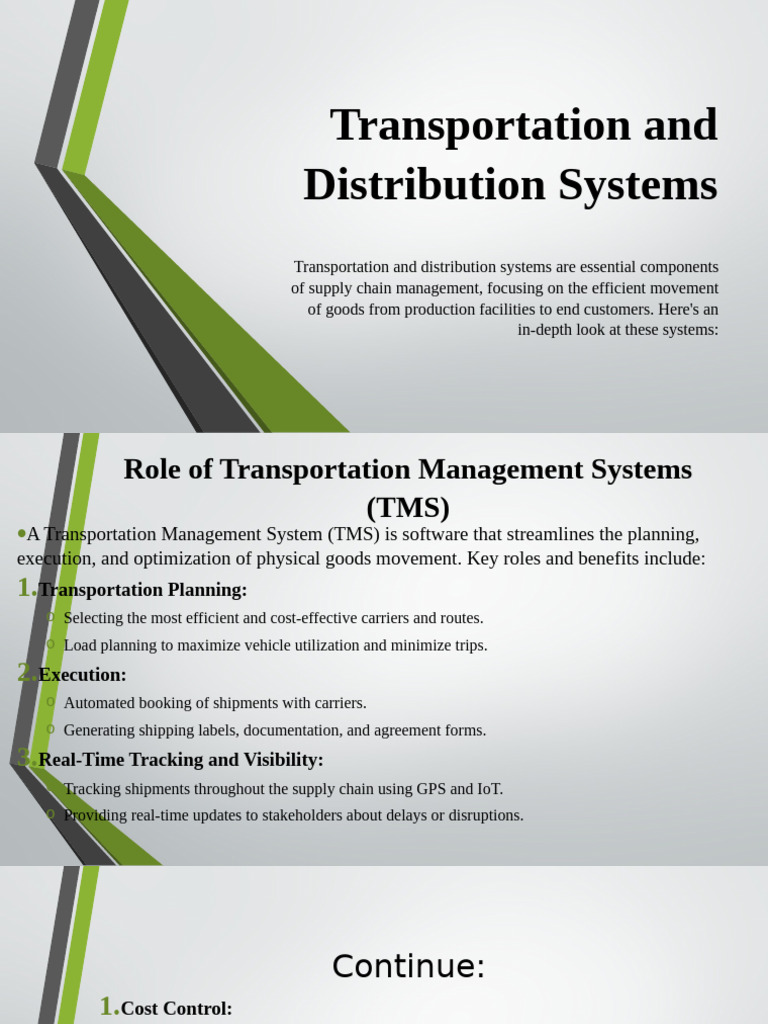 Transportation and Distribution Systems | PDF | Warehouse | Logistics