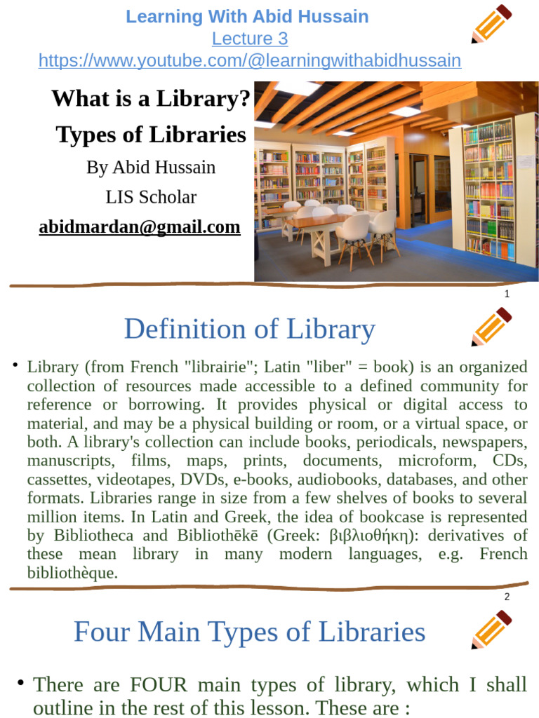 What Is A Library Types of Libraries | PDF | Libraries | Public Library