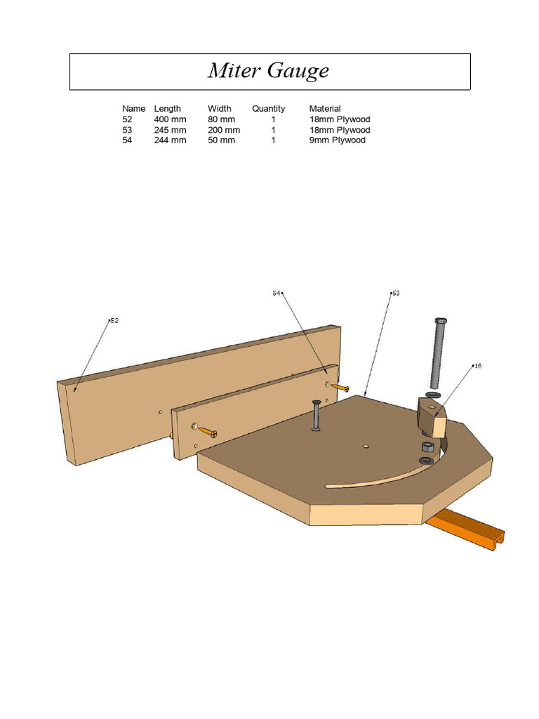 Miter Gauge Cutting List | PDF