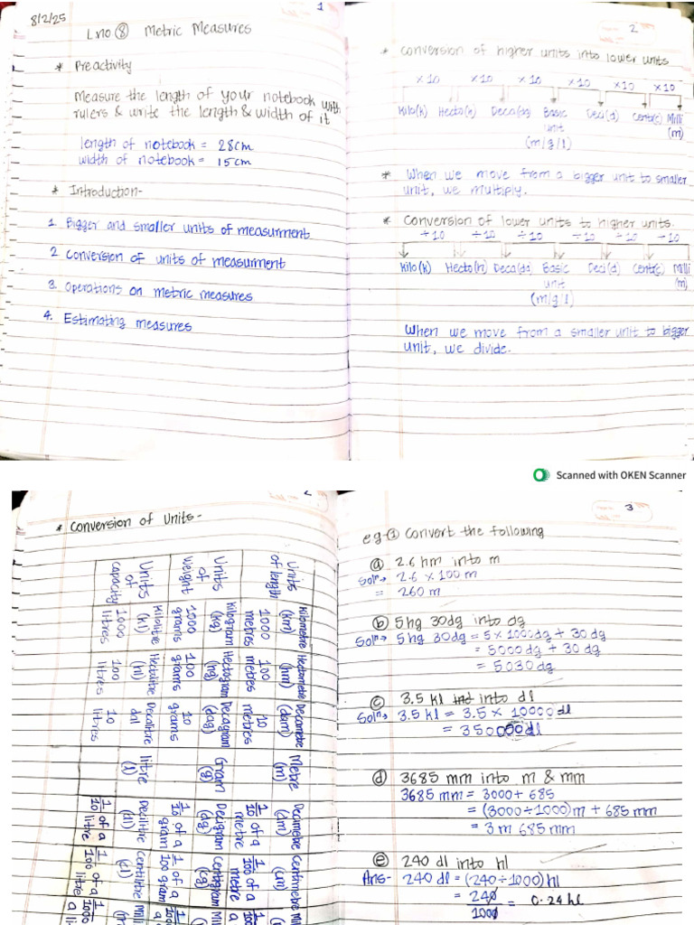 L.no.8 Metric Measures Notes pdf | PDF