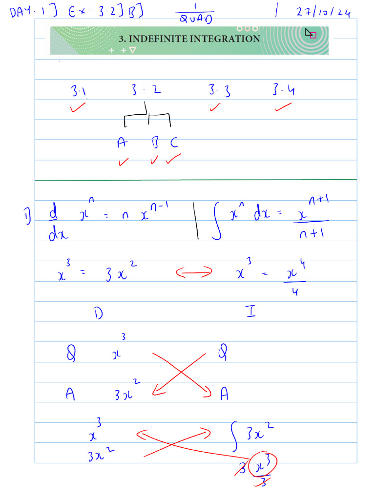 InDefinite Integration Day 1 Ex.3.2 B | PDF