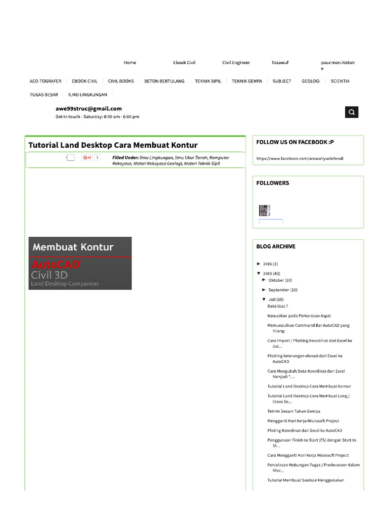 Tutorial Land Desktop Cara Membuat Kontur ~ Aco Wahyudi Efendi | PDF