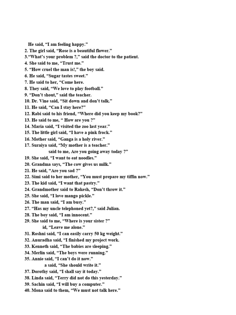 Questions On Narration Change | PDF