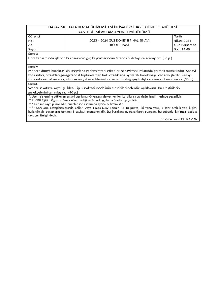 Final Odevi - Burokrasi Final | PDF