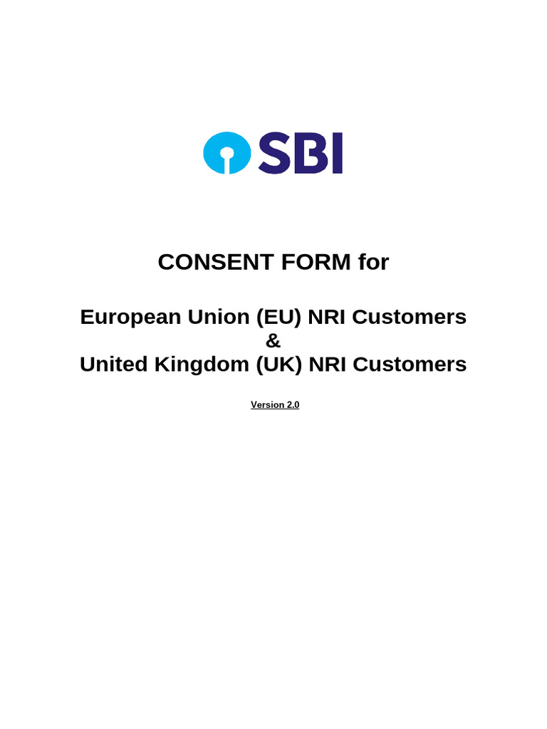 Consent Form - SBI - EU & UK NRI Customers | PDF | Justice | Crime & Violence