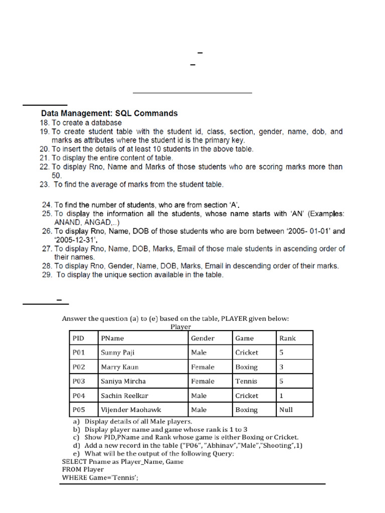 CL11 Practicals (SQL) 2024-25 | PDF