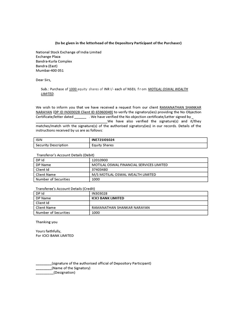DP ID Verification for Share Transfer | PDF