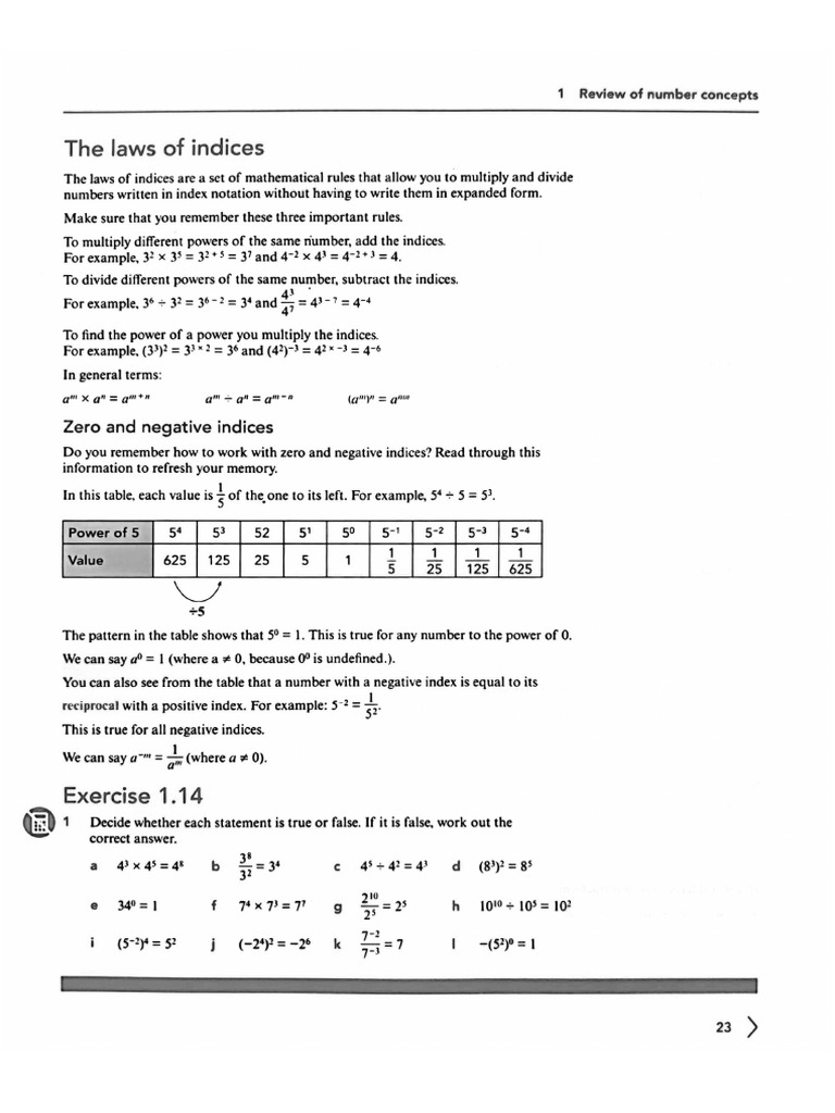 Law of Indices | PDF