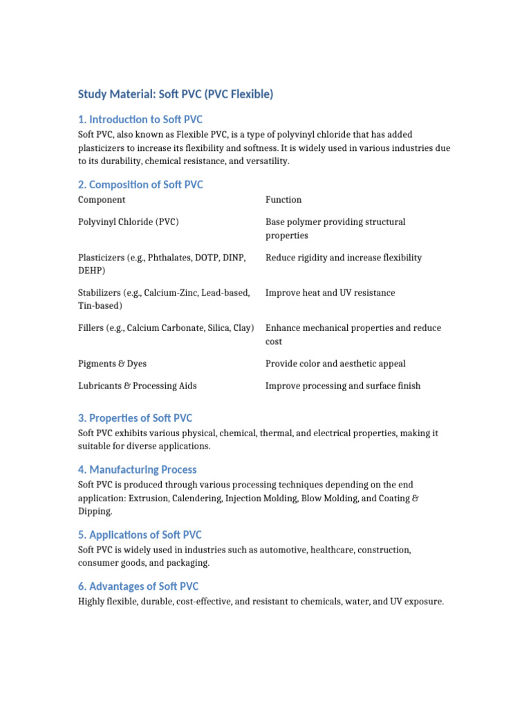 Soft PVC Study | PDF