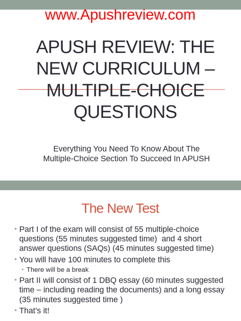 APUSH Review The New Curriculum Multiple Choice | PDF | Multiple Choice ...