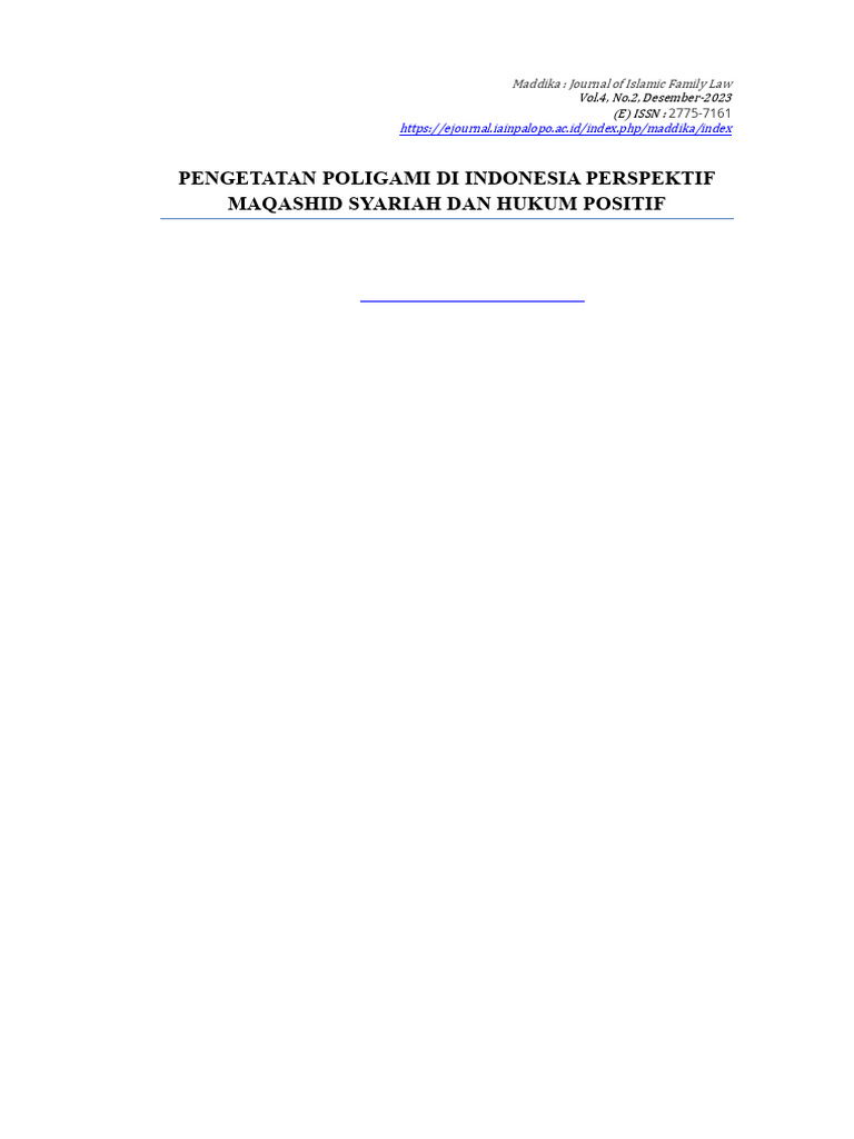 Pengetatan Poligami di Indonesia: Maqasid Syariah | PDF