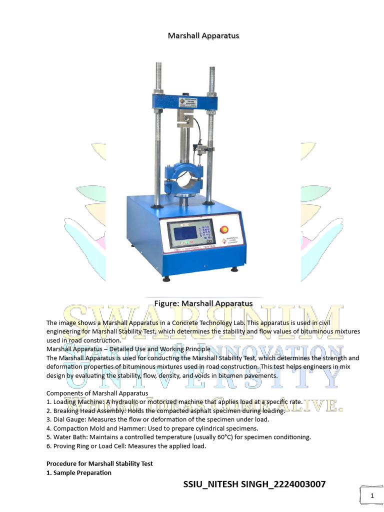 Marshall Stability Test & Apparatus Guide | PDF | Road Surface | Road
