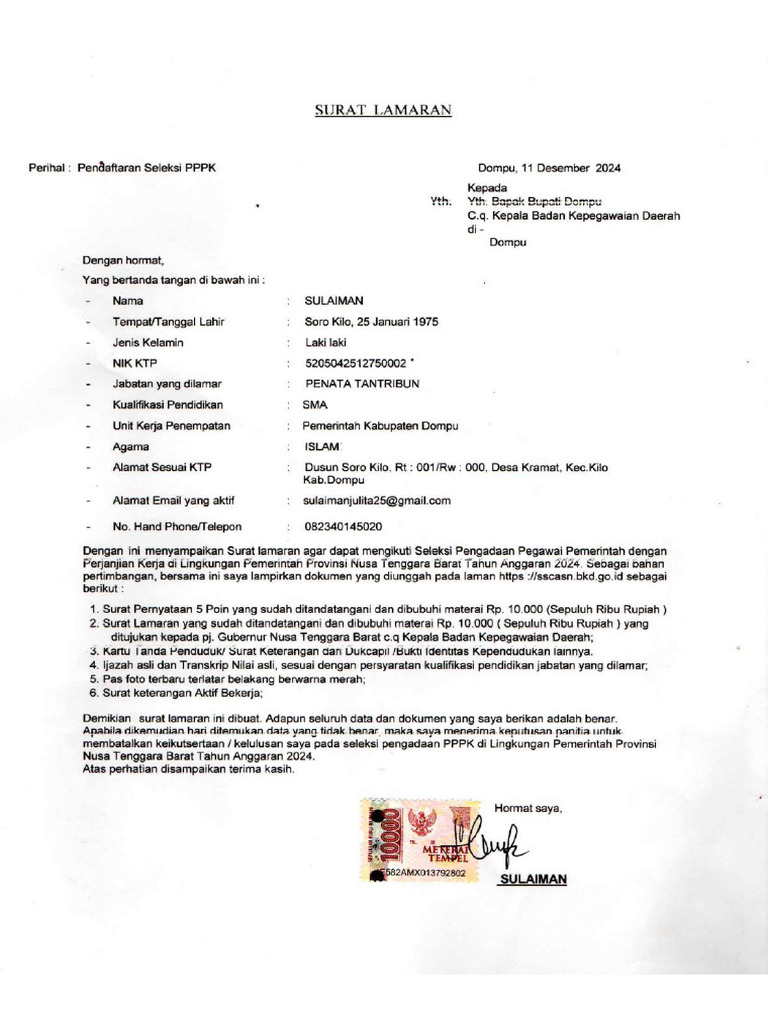 Lamaran 1 | PDF