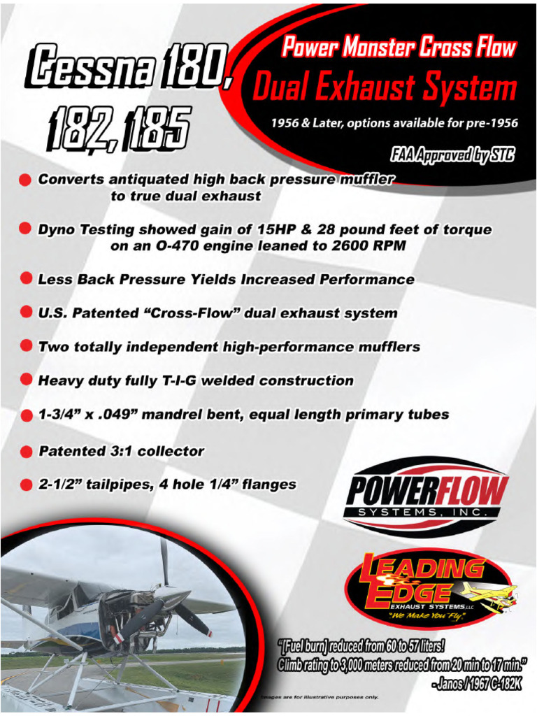 Power Flow Exhaust Cessna 180 182 185 Product Brochure | PDF