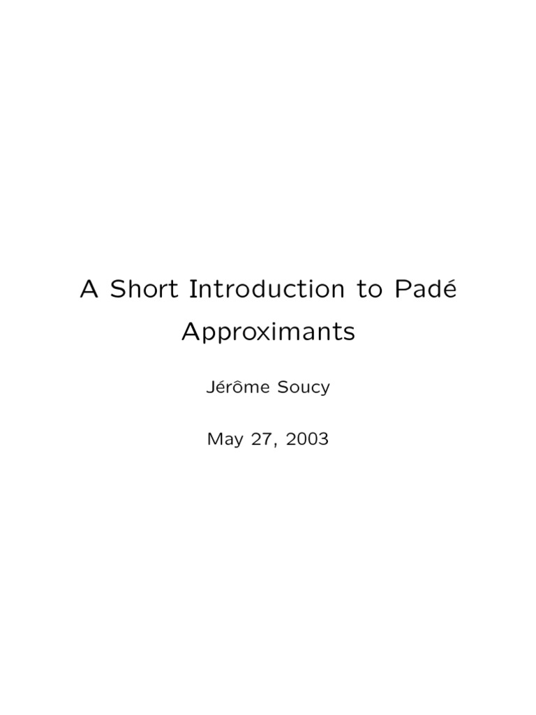 A Short Introduction to Pade Approx | PDF | Applied Mathematics ...